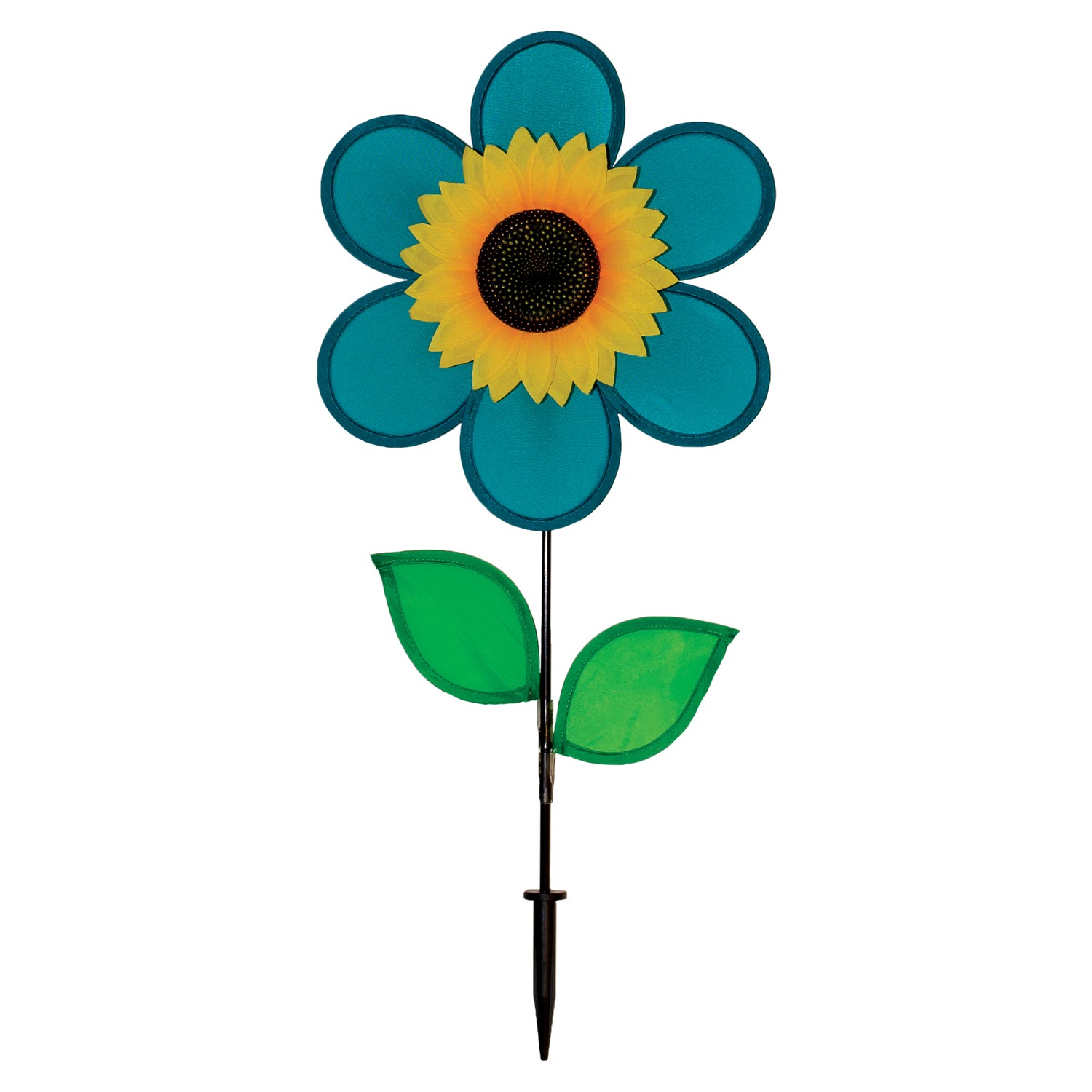 12" Teal Sunflower with Leaves | In the Breeze | Wholesale Garden Décor ...